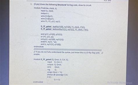 Solved 1 9 Pts Glven The Following Structural Verilog Chegg