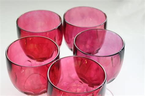 Lot Vintage Wine Glasses Or Water Goblets Ruby Cranberry Stain Glass