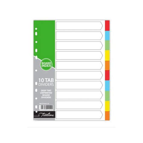 Treeline A4 File Divider Board Tab 1 10 Geewiz