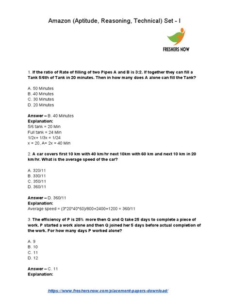 Amazon Aptitude Reasoning Technical Set I Pdf Queue Abstract Data Type Computer Programming