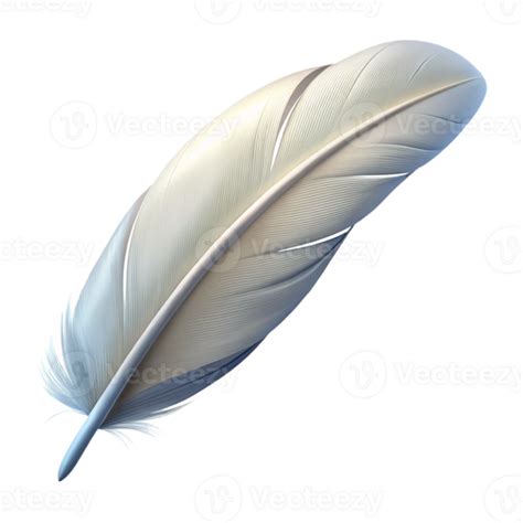 Intense Breathtaking Isolated Cutout Of A Single White Feather Hyper Specific Photorealistic