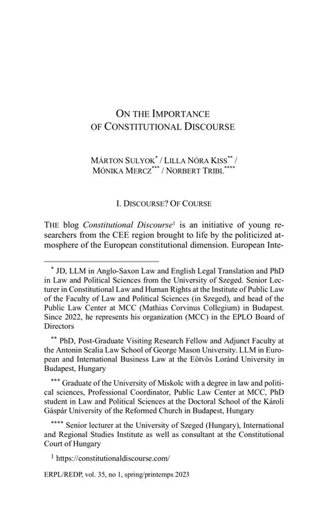 Pdf On The Importance Of Constitutional Discourse
