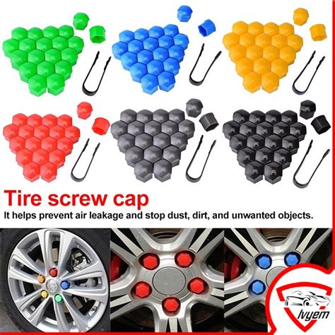 20pcs17mm Car Wheel Nut Caps Protection Covers Caps Anti Rust Auto Hub