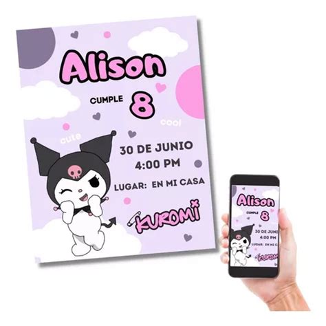 Invitación Digital Kuromi Cumpleaños Fiesta en venta en Tlalnepantla de