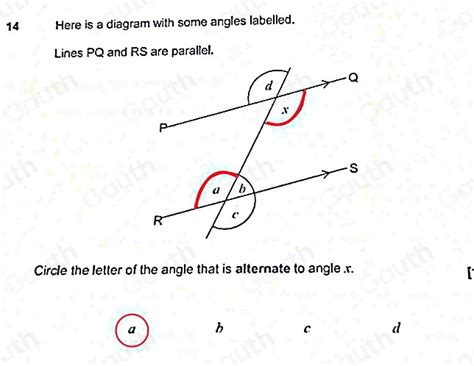 Solved 14 Here Is A Diagram With Some Angles Labelled Lines PQ And RS