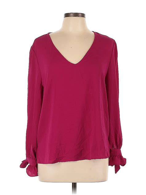 Cece Solid Burgundy Long Sleeve Blouse Size L 68 Off Thredup