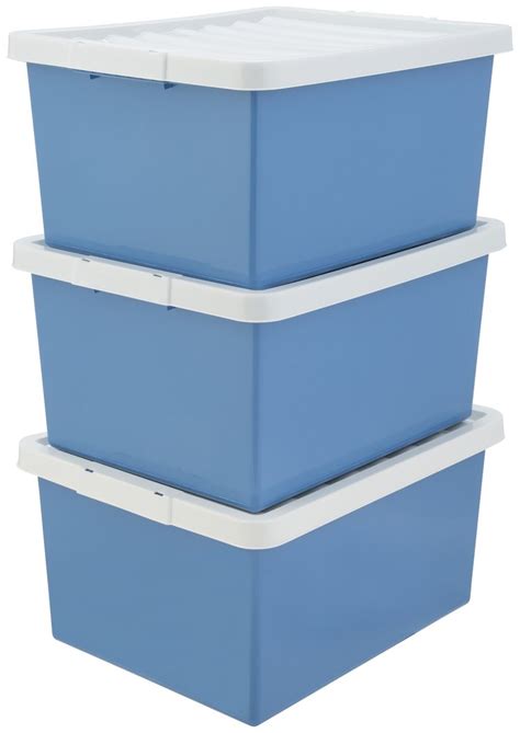 Buy Argos Home Set Of 3 Storage Boxes Blue Plastic Storage Boxes And Drawers Argos