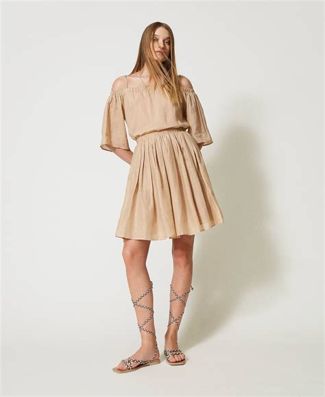 Off Shoulder Ramie Blouse Woman Beige TWINSET Milano