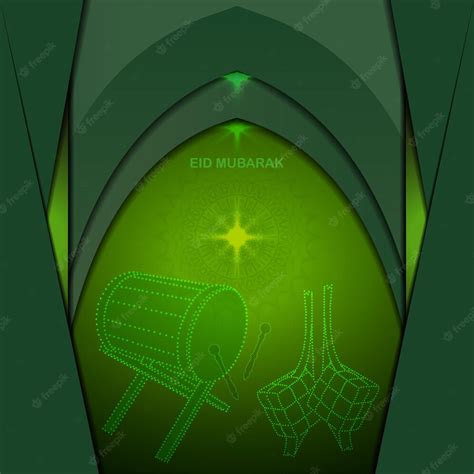 Premium Vector Eid Mubarak Greeting Card With Green Effect Template