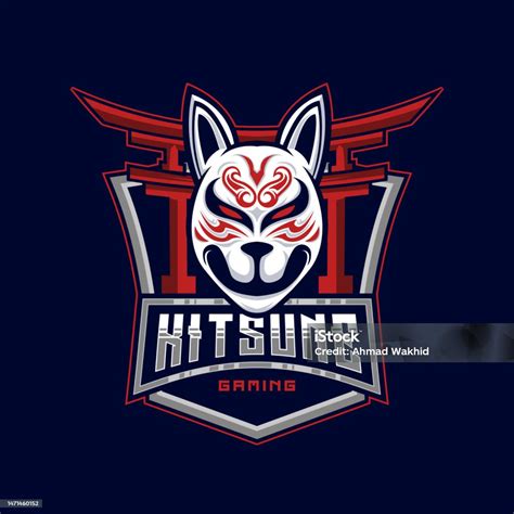 키츠네 엠블럼 키츠네 E스포츠 엠블럼 디자인 벡터 일본어 늑대 벡터 일러스트 레이 션 만화 스타일에 대한 스톡 벡터 아트 및