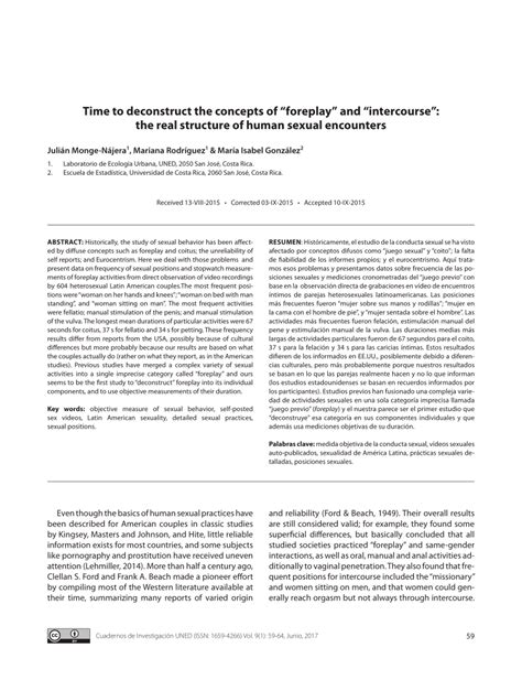 Pdf Time To Deconstruct The Concepts Of “foreplay” And “intercourse