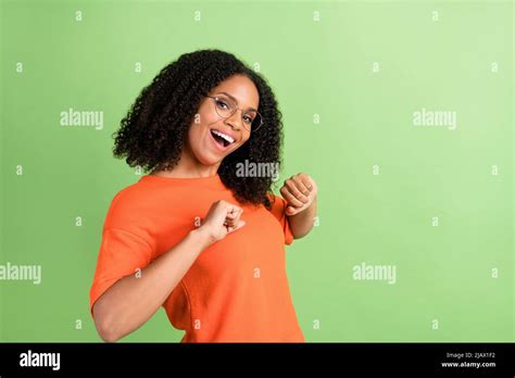 Profile Side Photo Of Young Black Woman Happy Positive Smile Excited