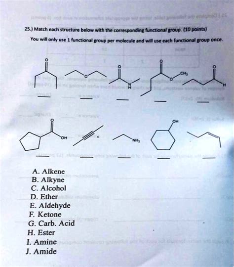 SOLVED Match Each Structure Below With The Corresponding Functional Group Points You