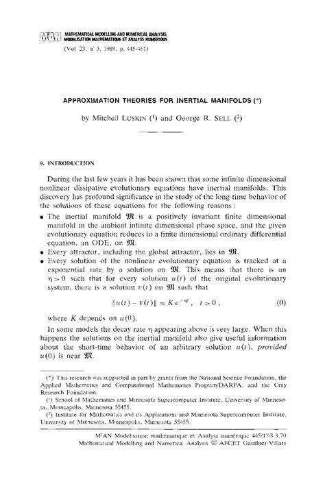approximation theories for inertial manifolds esaim mathematical