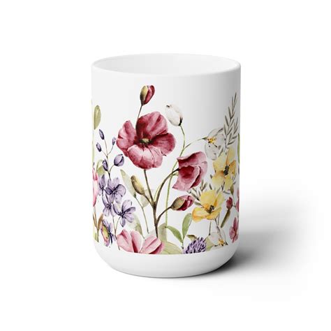 Wildflowers White Ceramic Mug 15oz Ebay
