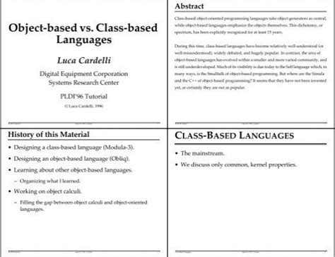 Object Based Vs Class Based Languages Luca Cardelli