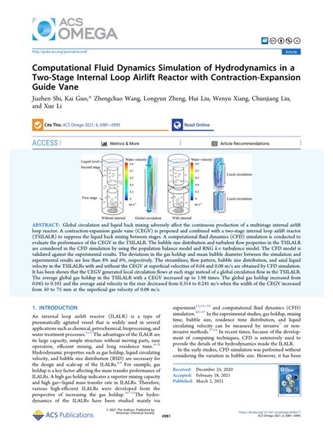 pdf computational fluid dynamics simulation of hydrodynamics in a two