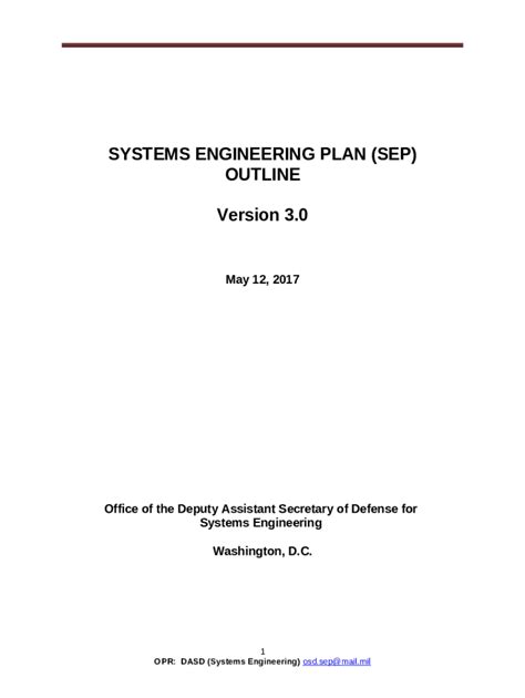 Systems Engineering Management Plan Template Prntbl