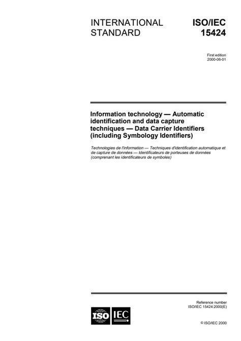 ISO IEC Information Technology Automatic Identification And Data Capture Techniques