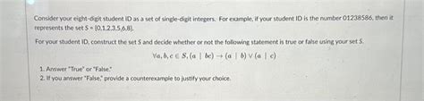 Solved Consider Your Eight Digit Babe ID As A Set Of Chegg Com