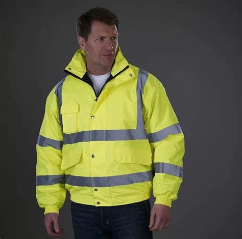 Yellow Hi Vis Superior Padded Waterproof Bomber Jacket With Concealed