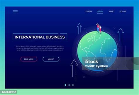 Bisnis Internasional Spanduk Web Vektor Isometrik Modern Ilustrasi Stok