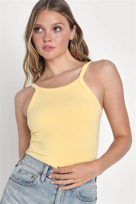 Yellow Cami Top Seamless Cami Top Seamless Ribbed Knit Top Lulus