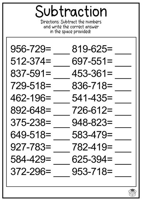 9 Printable Subtraction Math Worksheets Subtraction Practice Etsy Uk