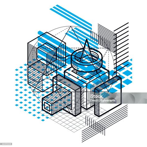 선 및 모양 추상적인 벡터 아이소메트릭 3d 배경입니다 큐브 육각형 사각형 사각형 및 다른 추상 요소 레이아웃 0명에 대한 스톡 벡터 아트 및 기타 이미지 Istock