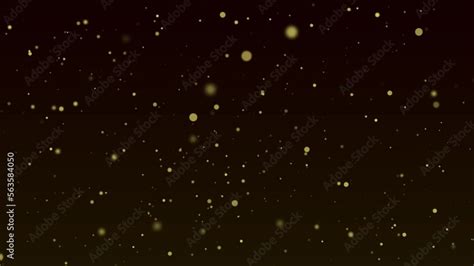 Beautiful Gold Glitter Floating Dust Particles With Flare On Black Background In Slow Motion