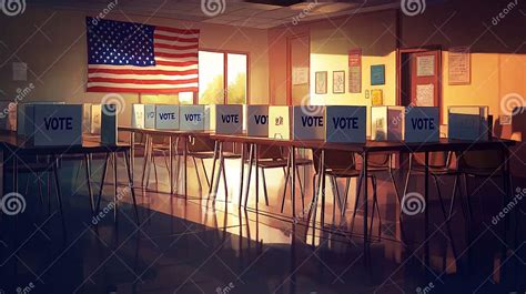 Election Day Voting Booths In School Classroom Setting Stock Illustration Illustration Of