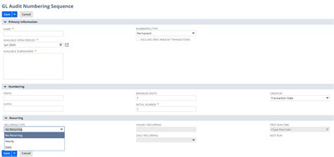 Recurring Option In GL Audit Numbering Permanent Numbering Type NetSuite Community