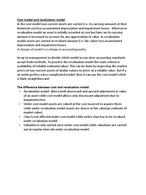 Cost Model And Revaluation Pdf Finance And Money Management