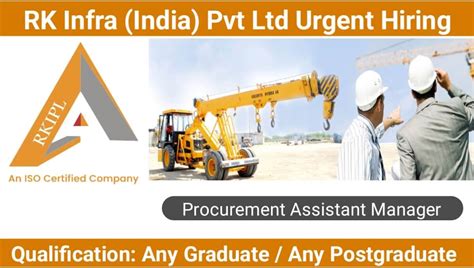 Rk Infra India Pvt Ltd Urgent Hiring Graduate And Post Graduate Job