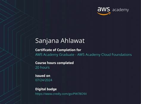 Sanjana Ahlawat On Linkedin Aws Cloudcomputing Awsacademy Certification Cloudfoundations…
