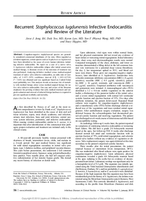 Pdf Recurrent Staphylococcus Lugdunensis Infective Endocarditis And Review Of The Literature
