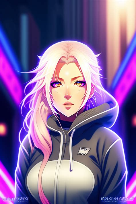 Lexica Anime Style Woman Long Blonde Hair Blue Eyes White Wolf