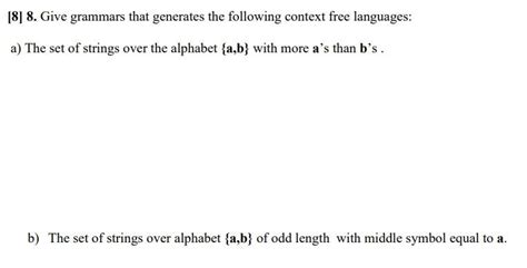 Solved 8 8 Give Grammars That Generates The Following