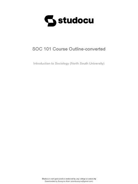 Soc 101 Course Outline Pdf Sociology Behavioural Sciences