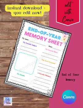 Editable Student Memory Keepsake – End of Year Reflection | TPT