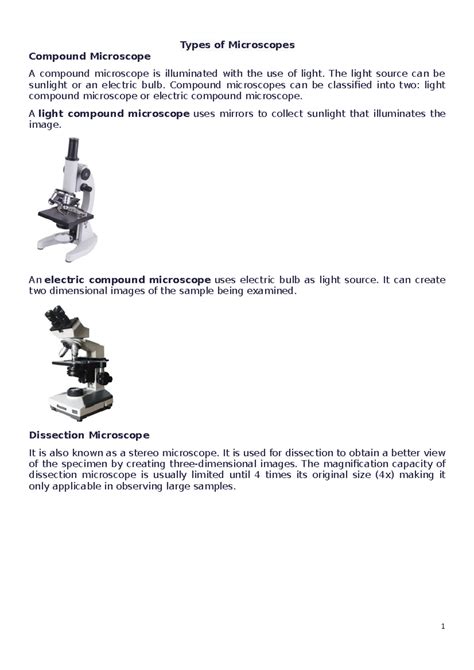 Types Of Microscopes Types Of Microscopes Compound Microscope A Compound Microscope Is