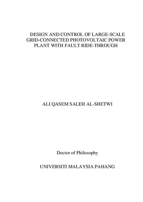 Pdf Design And Control Of Large Scale Grid Connected Photovoltaic
