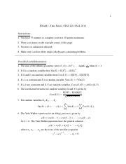 Exam1 Pdf 1 EXAM 1 Time Series STAT 420 FALL 2014 Instructions 1