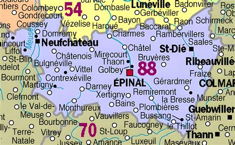 Code Postal 88 Vosges Cartes Communes Carte Codes Postaux France