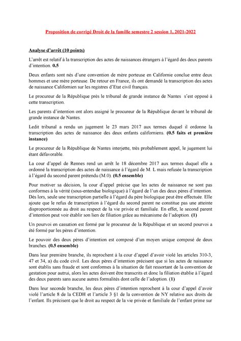 2021 2022 Proposition de corrig Ã Droit de la famille semestre 2