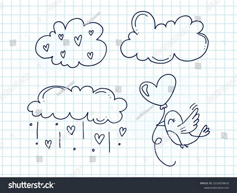 Set Cute Hand Drawn Doodle Elements About Stock Vector Royalty Free