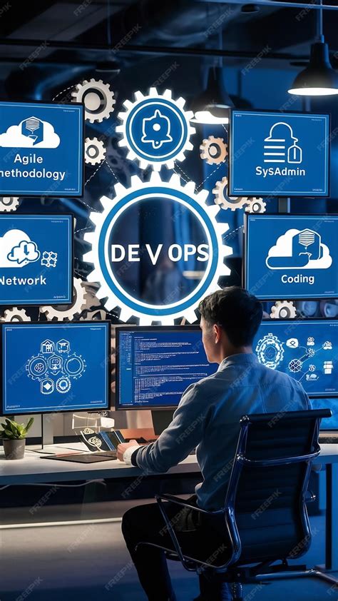 Devops Engineer Working On Software Development And It Operations With Icons Of Agile