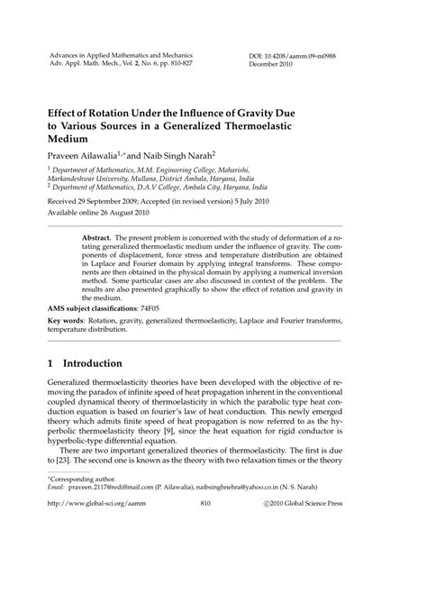 Pdf Effect Of Rotation Under The Influence Of Gravity Due To Various Sources In A Generalized