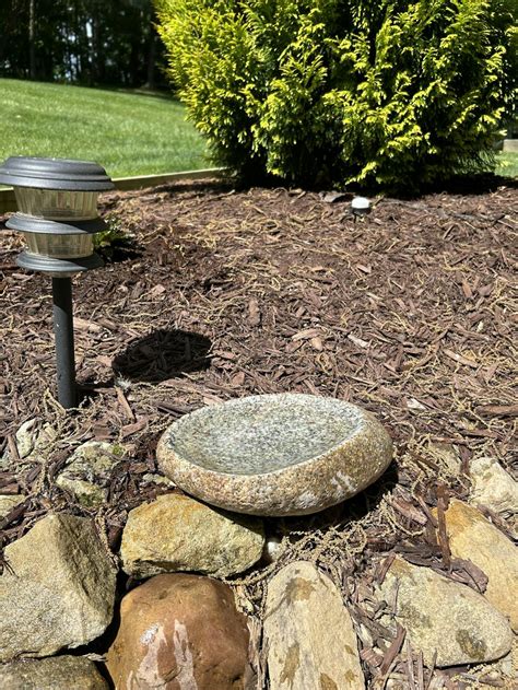 Handmade River Stone Bird Bath For Balcony Patio Garden Or Yard
