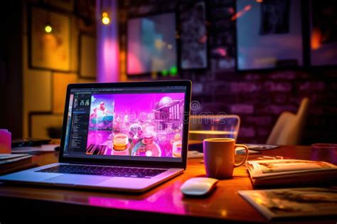 A Designer S Desk With A Laptop Designer S Working Table Generative Ai